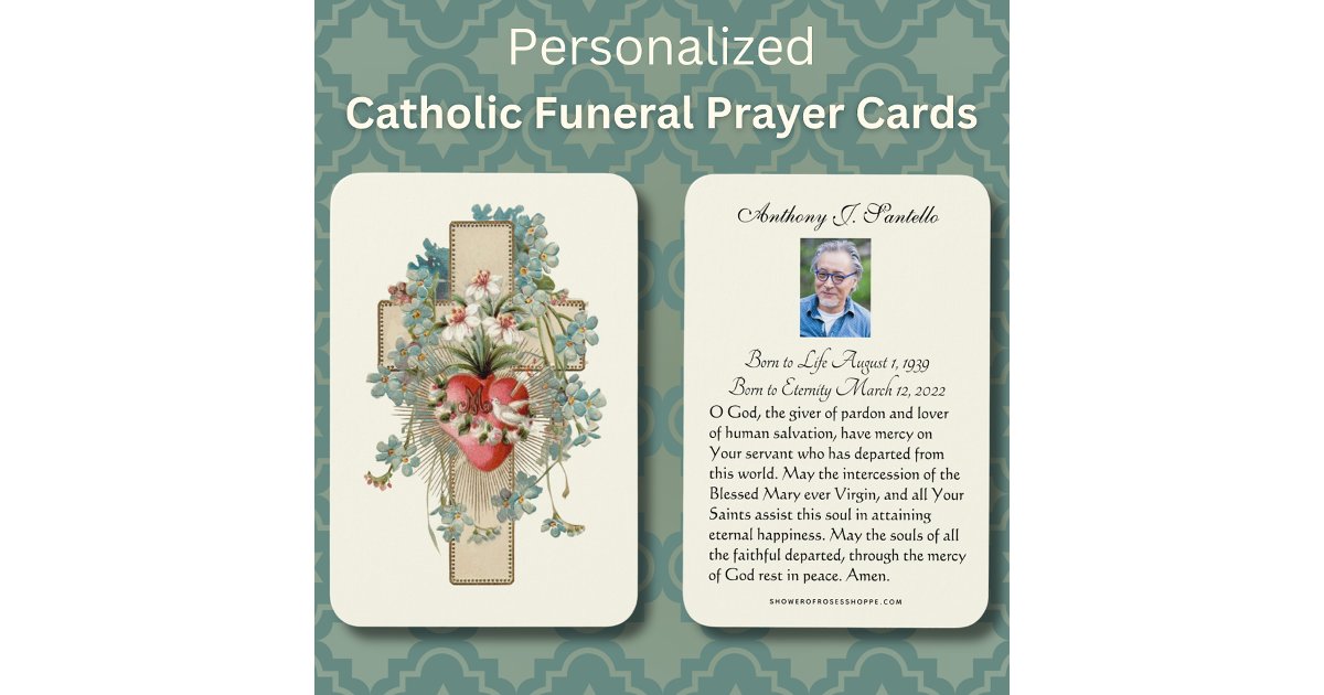 Catholic Funeral Memorial Prayer Holy Card | Zazzle
