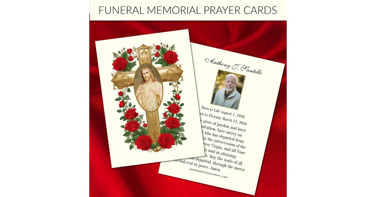 Catholic Funeral Memorial Prayer Holy Card | Zazzle