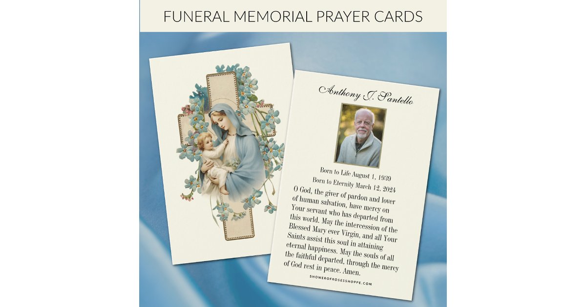 Catholic Funeral Memorial Prayer Holy Card | Zazzle