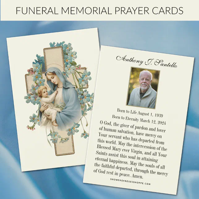 Catholic Funeral Memorial Prayer Holy Card | Zazzle