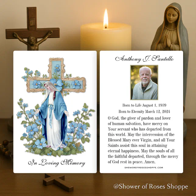 Catholic Funeral Memorial Prayer Holy Card | Zazzle