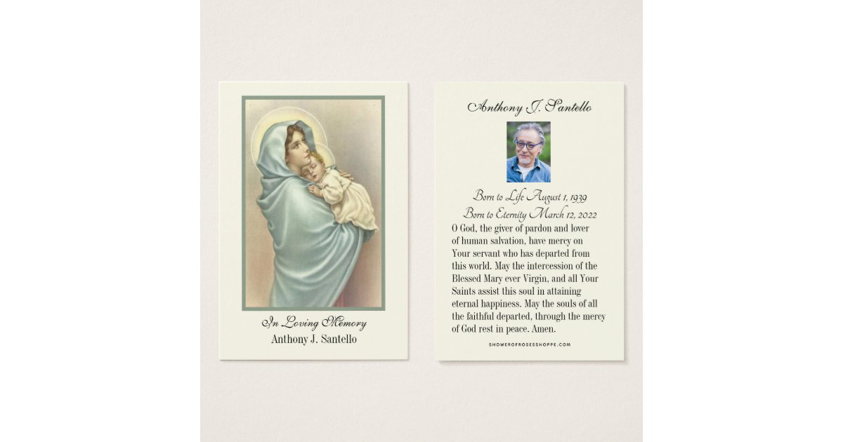 Catholic Funeral Memorial Prayer Holy Card | Zazzle