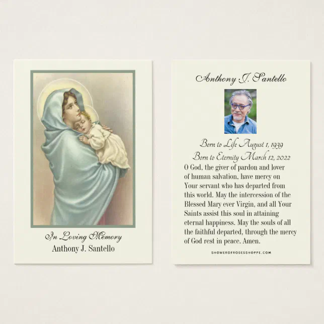 Catholic Funeral Memorial Prayer Holy Card | Zazzle