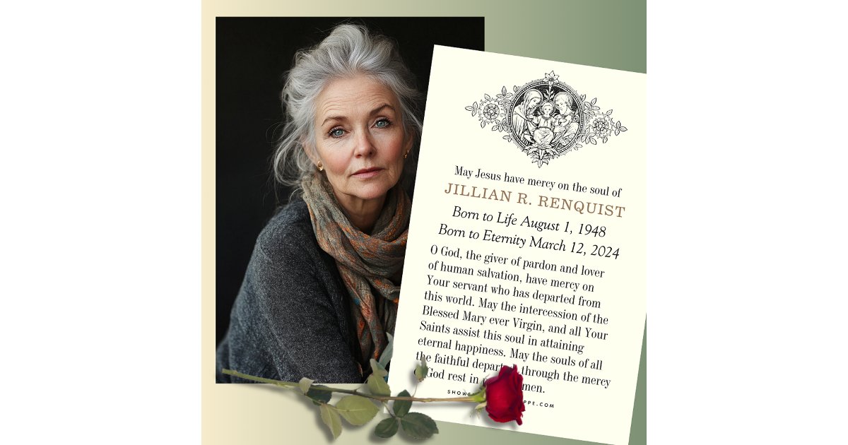 Catholic Funeral Memorial Sympathy Prayer Card | Zazzle