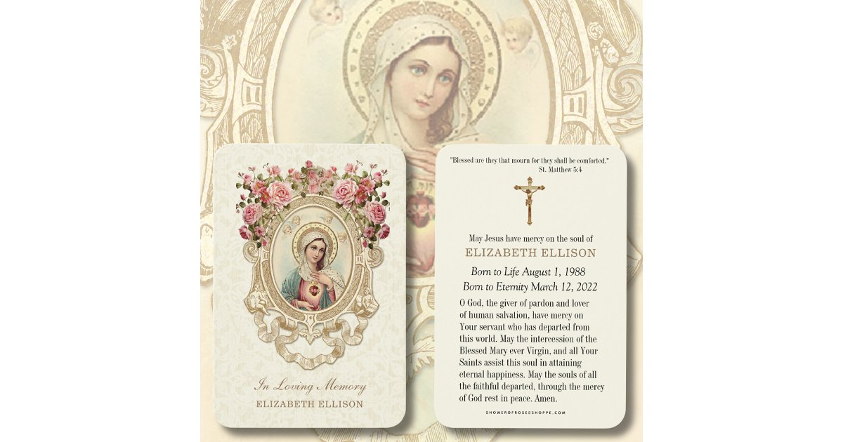 Catholic Funeral Memorial Sympathy Prayer Card | Zazzle