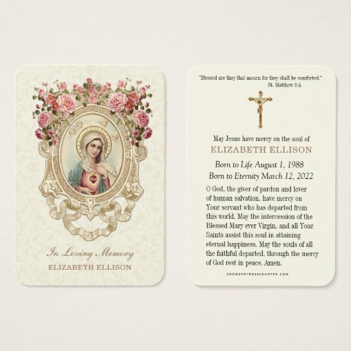 Catholic Funeral Memorial Sympathy Prayer Card | Zazzle