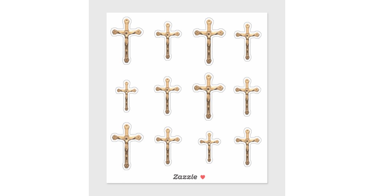 Catholic Gold Crucifix Cross Jesus Corpus Sticker | Zazzle