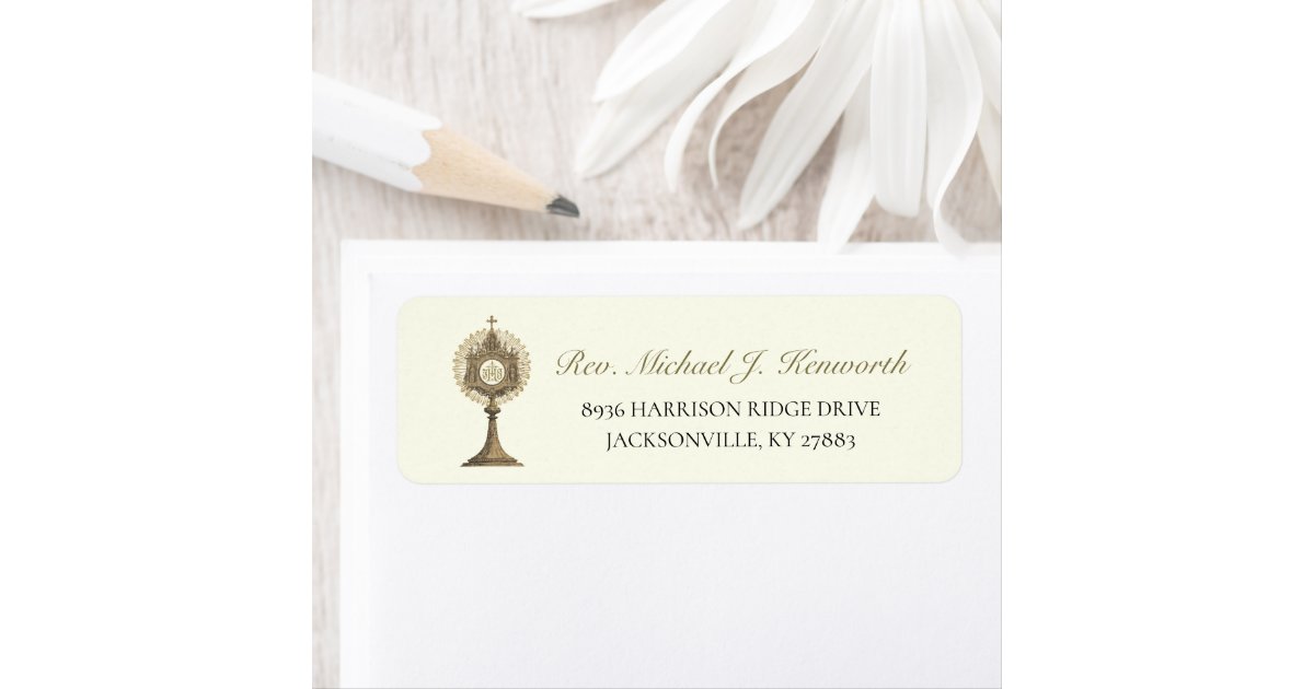 Catholic gold Monstrance IHS Eucharist Label | Zazzle