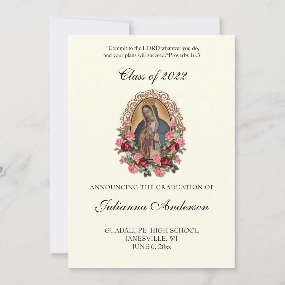 Catholic Guadalupe Elegant Religious Graduation Invitation | Zazzle