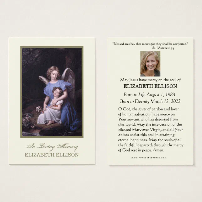 Catholic Guardian Angel Funeral Prayer Card | Zazzle