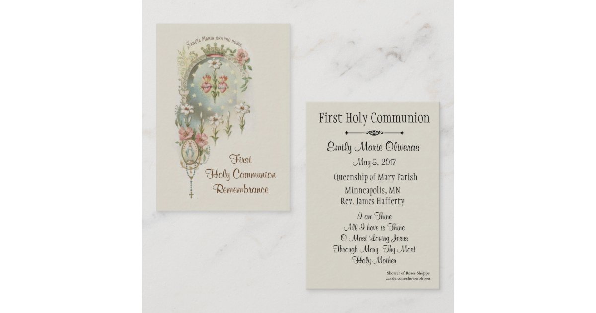 Catholic Holy Card for First Holy Communion | Zazzle