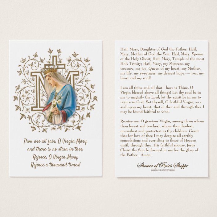 Catholic Holy Card Virgin Mary Religious Prayer | Zazzle.com
