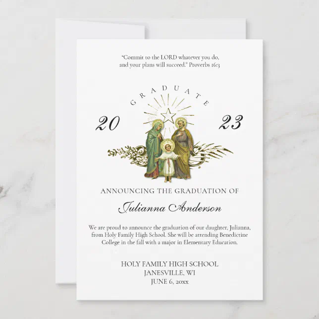 Catholic Holy Family Graduation Announcement | Zazzle