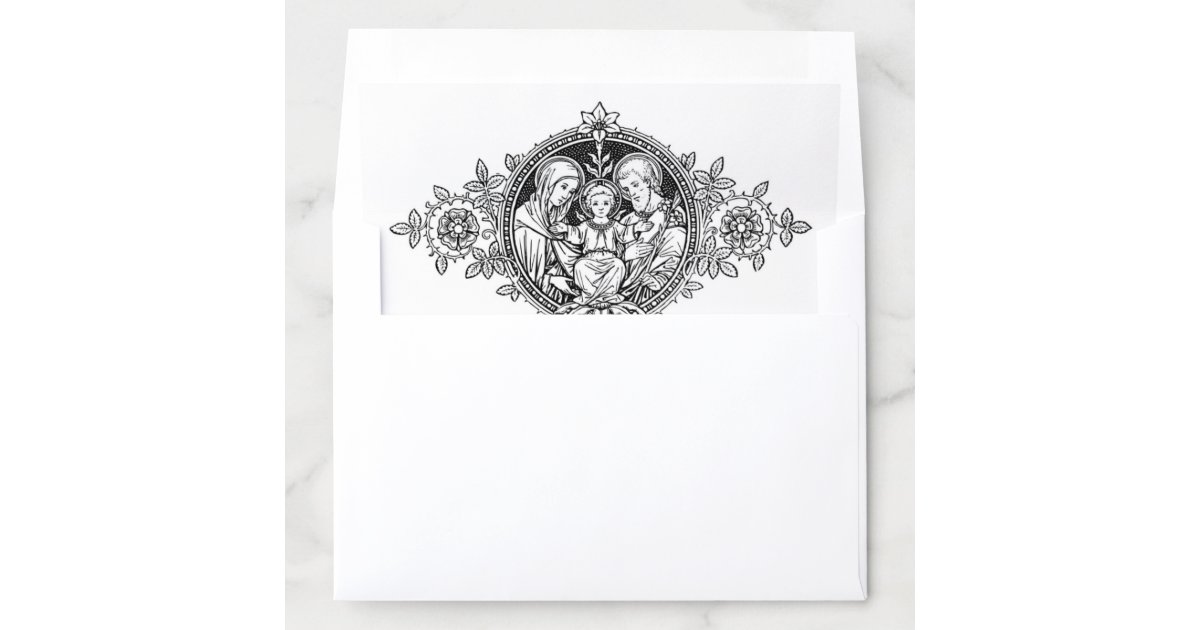 Catholic Holy Family Line Art Black & White Envelope Liner | Zazzle
