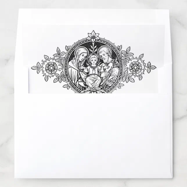 Catholic Holy Family Line Art Black & White Envelope Liner | Zazzle