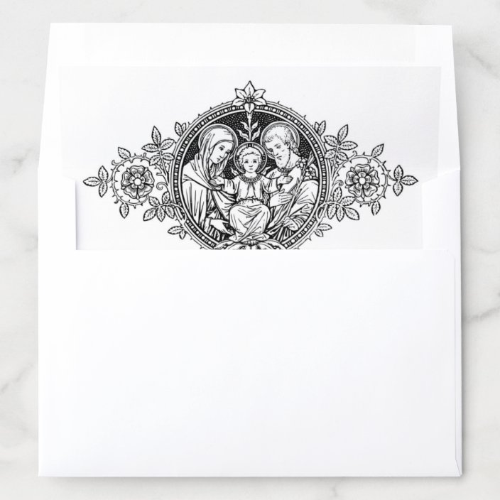 Catholic Holy Family Line Art Black & White Envelope Liner | Zazzle