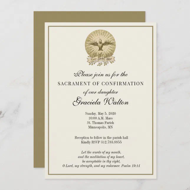 Catholic Holy Ghost Sacrament of Confirmation Invitation | Zazzle