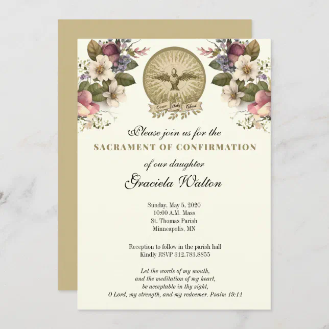 Catholic Holy Spirit Sacrament of Confirmation Invitation | Zazzle