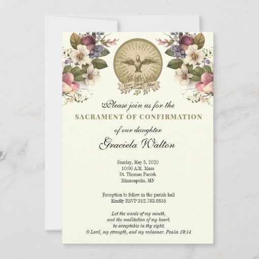 Catholic Holy Spirit Sacrament of Confirmation Invitation | Zazzle