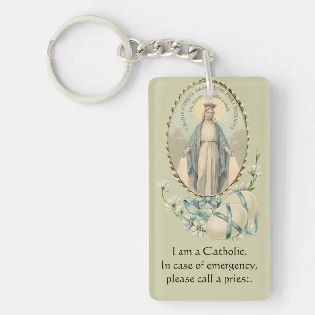 Catholic ID Religious Blessed Virgin Mary Keychain | Zazzle