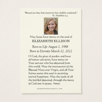 Catholic Jesus Divine Mercy Funeral Prayer Card | Zazzle