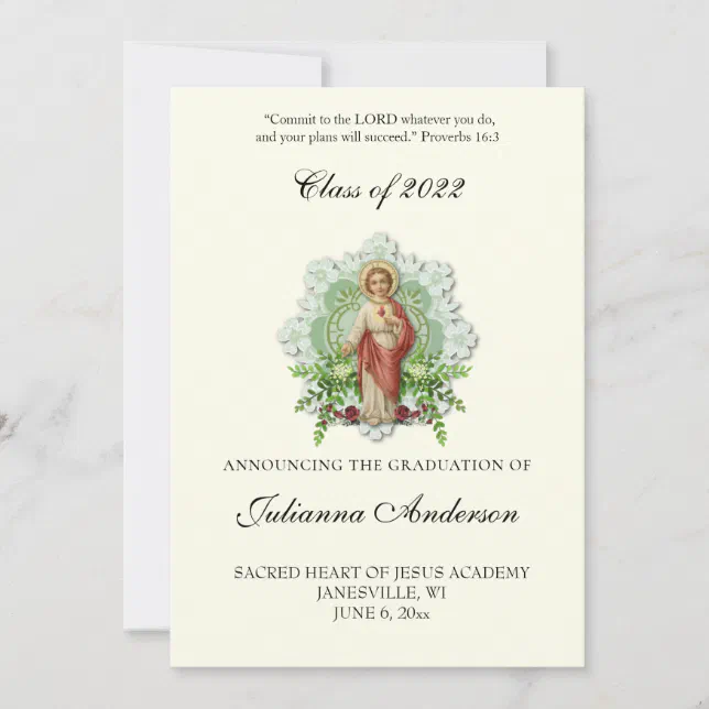 Catholic Jesus Elegant Religious Graduation Invitation | Zazzle