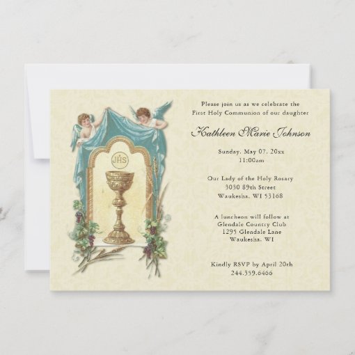Catholic Jesus First Communion Invitations | Zazzle