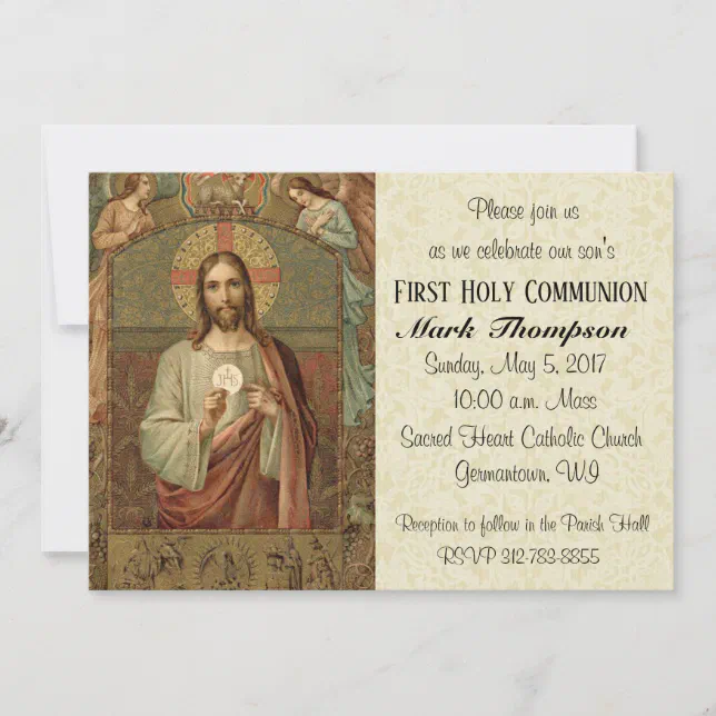 Catholic Jesus First Communion Invitations | Zazzle
