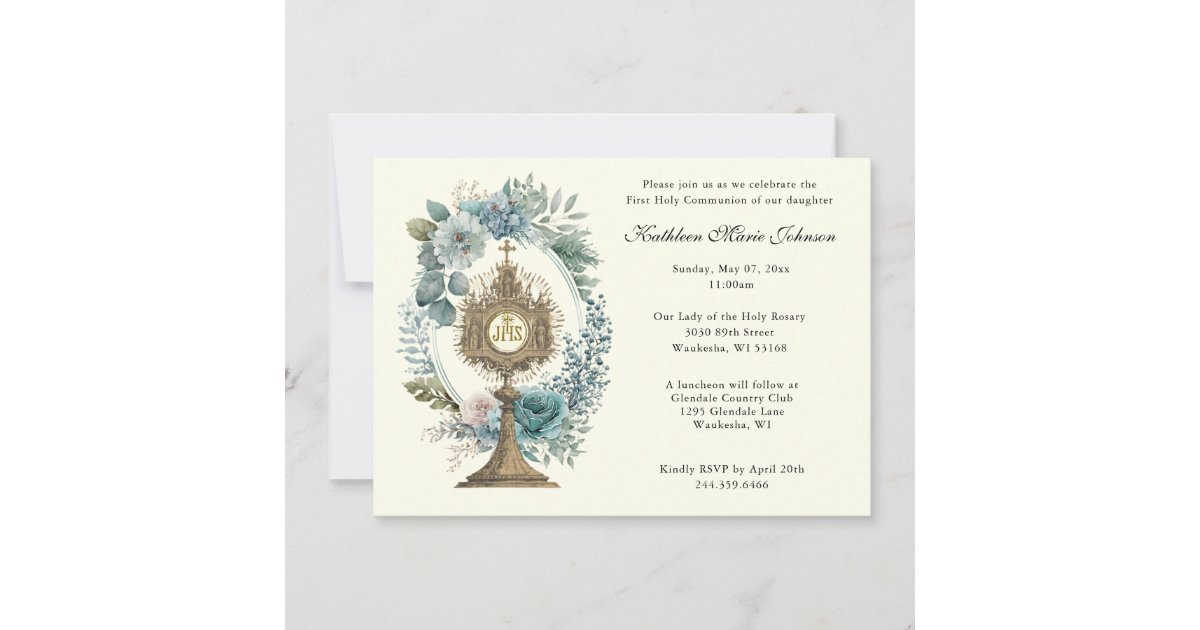 Catholic Jesus First Communion Invitations | Zazzle