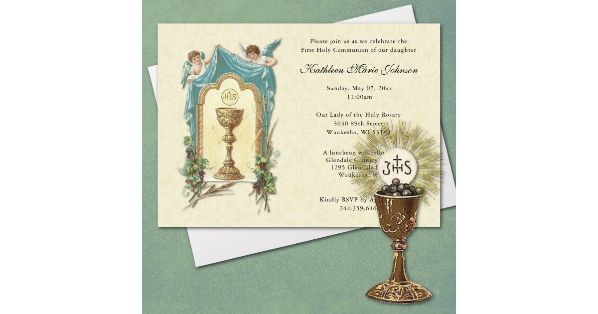 Catholic Jesus First Communion Invitations | Zazzle