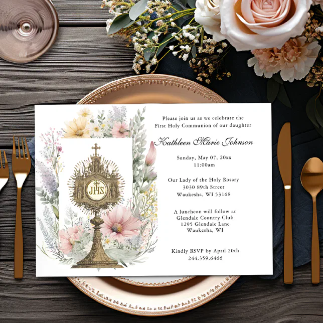 Catholic Jesus First Communion Invitations | Zazzle