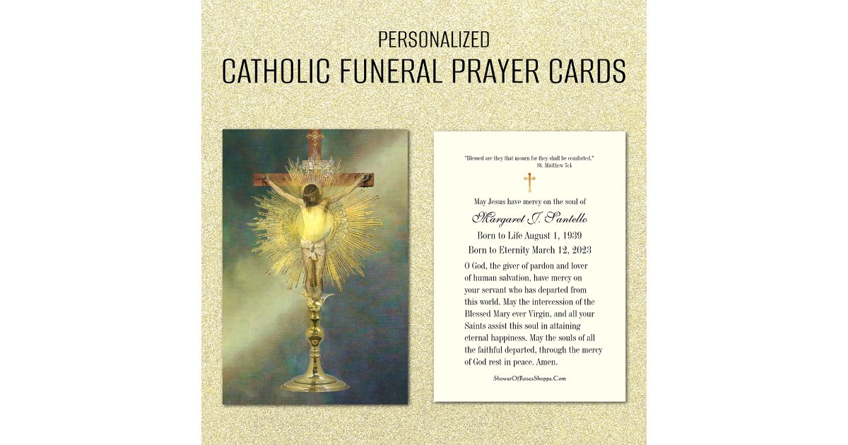 Catholic Jesus Memorial Funeral Prayer Card | Zazzle