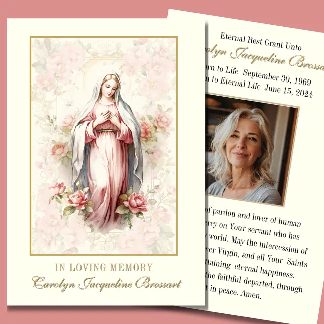 Catholic Mary Funeral Memorial Prayer Card | Zazzle