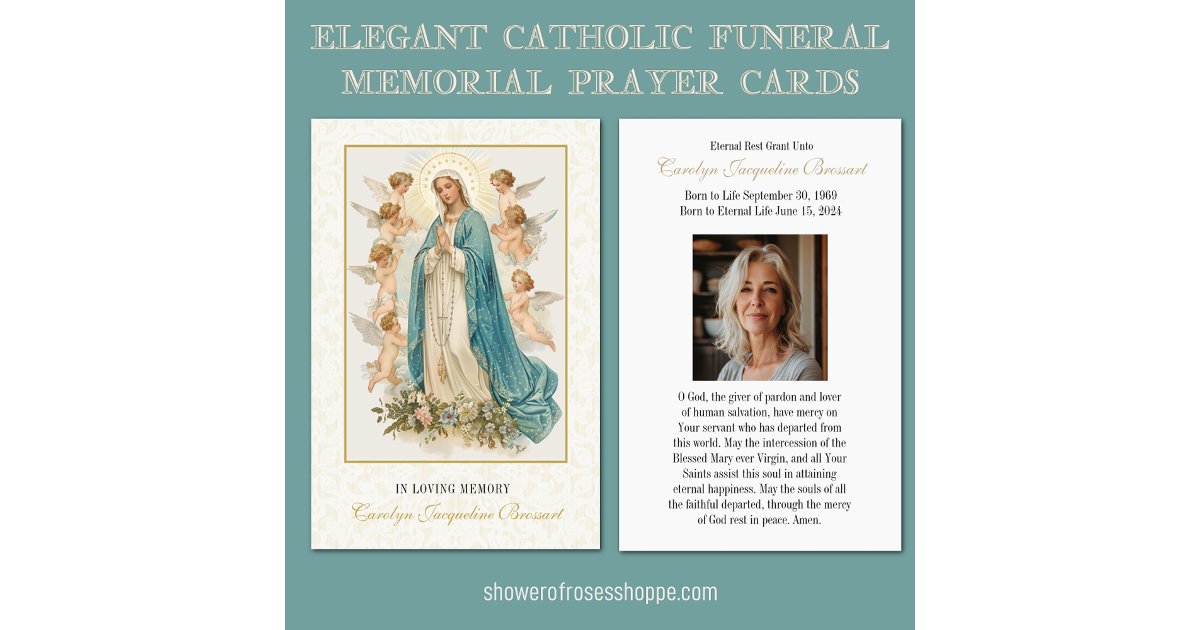 Catholic Mary Funeral Memorial Prayer Card | Zazzle