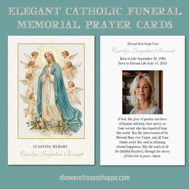 Catholic Mary Funeral Memorial Prayer Card | Zazzle