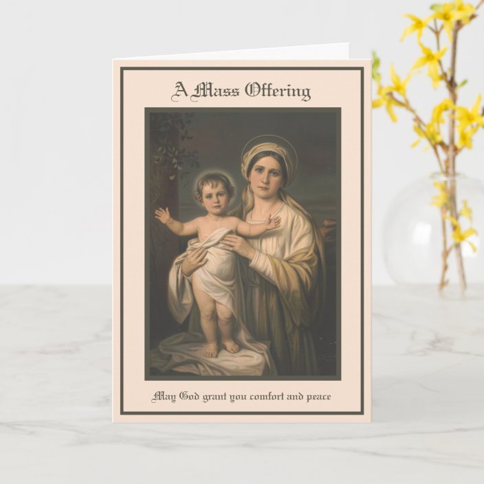 Catholic Mary Jesus Sympathy Mass Offering Card | Zazzle.com