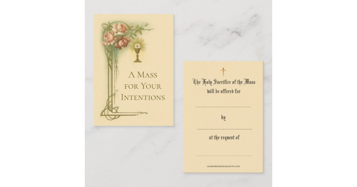 Catholic Mass Offering Chalice Roses Holy Cards | Zazzle