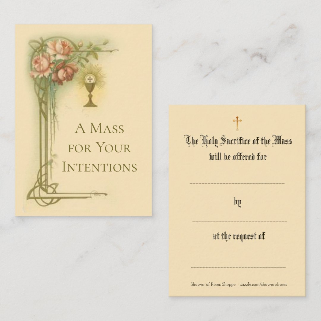 Catholic Mass Offering Chalice Roses Holy Cards | Zazzle