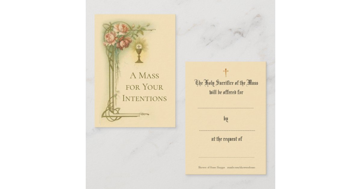 Catholic Mass Offering Chalice Roses Holy Cards | Zazzle