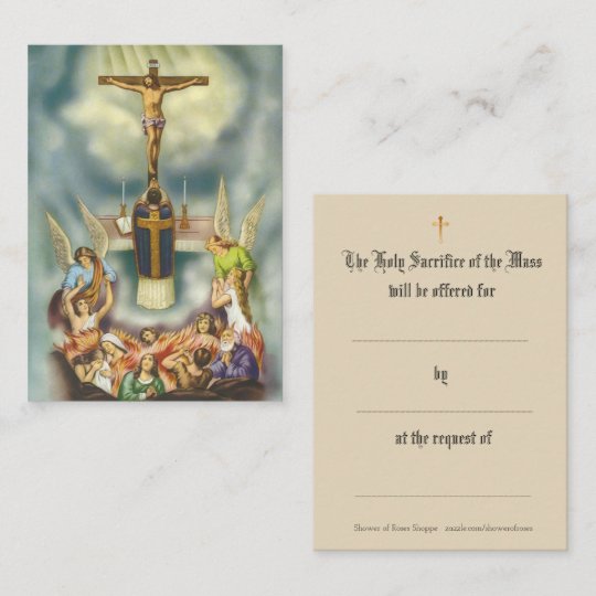 Catholic Mass Offering Funeral Prayer Holy Cards | Zazzle.com