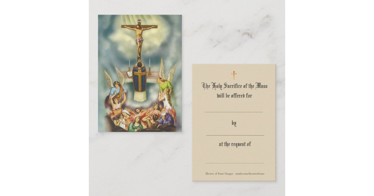 Catholic Mass Offering Funeral Prayer Holy Cards | Zazzle