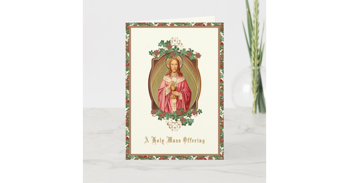 Catholic Mass Offering Jesus Holding Eucharist Card | Zazzle