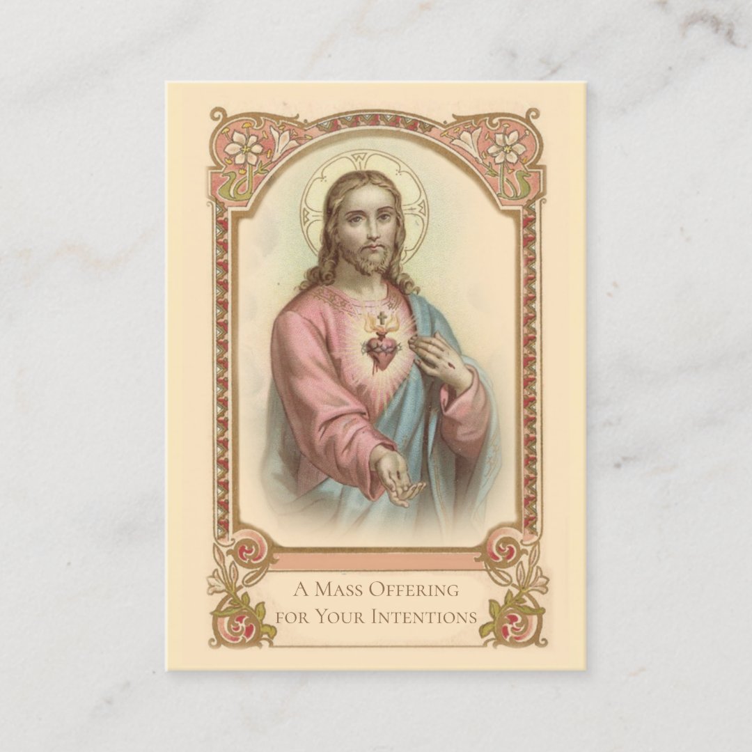Catholic Mass Offering Jesus Holy Cards | Zazzle