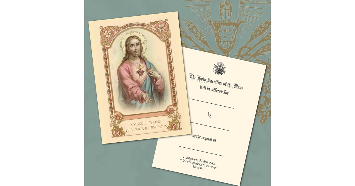 Catholic Mass Offering Jesus Holy Cards | Zazzle