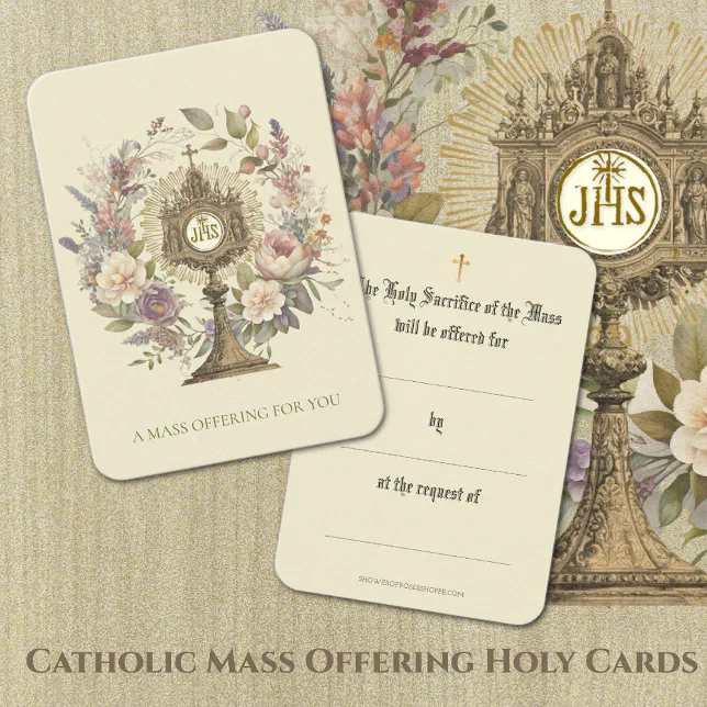 Catholic Mass Offering Monstrance Floral Business Card | Zazzle