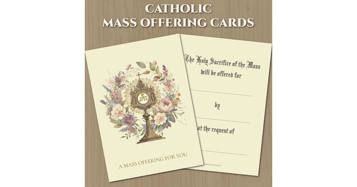 Catholic Mass Offering Monstrance Floral Note Card | Zazzle