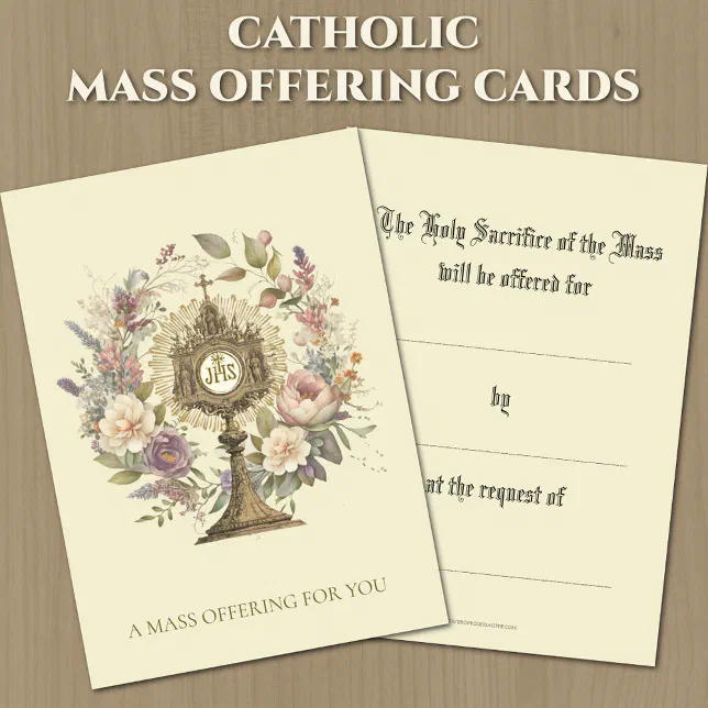Catholic Mass Offering Monstrance Floral Note Card | Zazzle