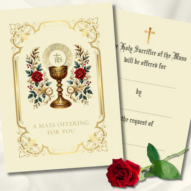Catholic Mass Offering Monstrance Floral Place Card | Zazzle