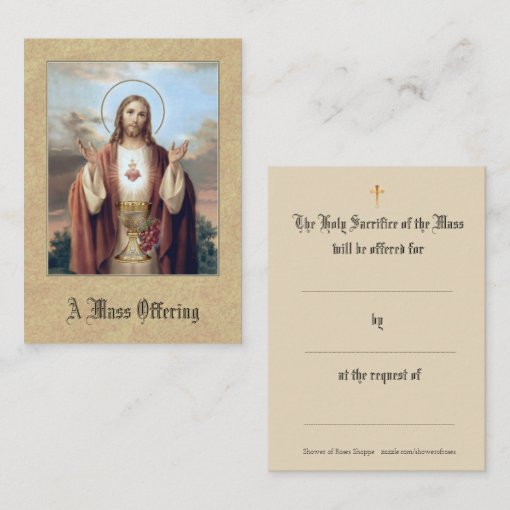 Catholic Mass Offering Prayer Jesus Holy Cards | Zazzle
