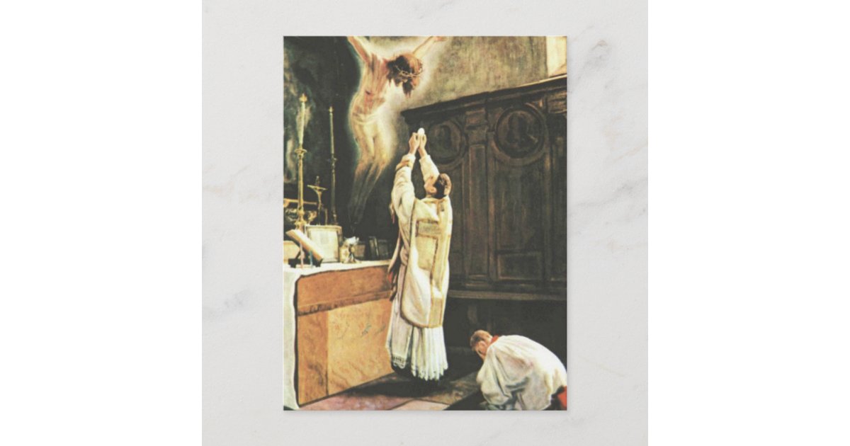 Catholic Mass Offering Priest Holy Religious Postcard | Zazzle